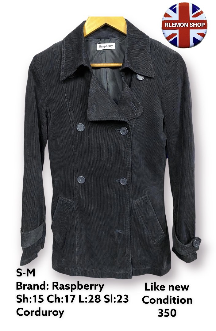 Raspberry Double Breasted Corduroy Jacket, Women's Fashion, Coats ...