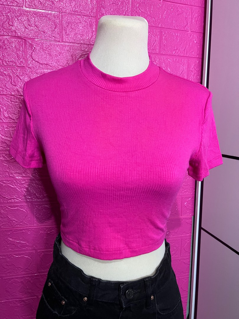 Shein Hot Pink Medium Crop Top, Women's Fashion, Tops, Shirts on Carousell