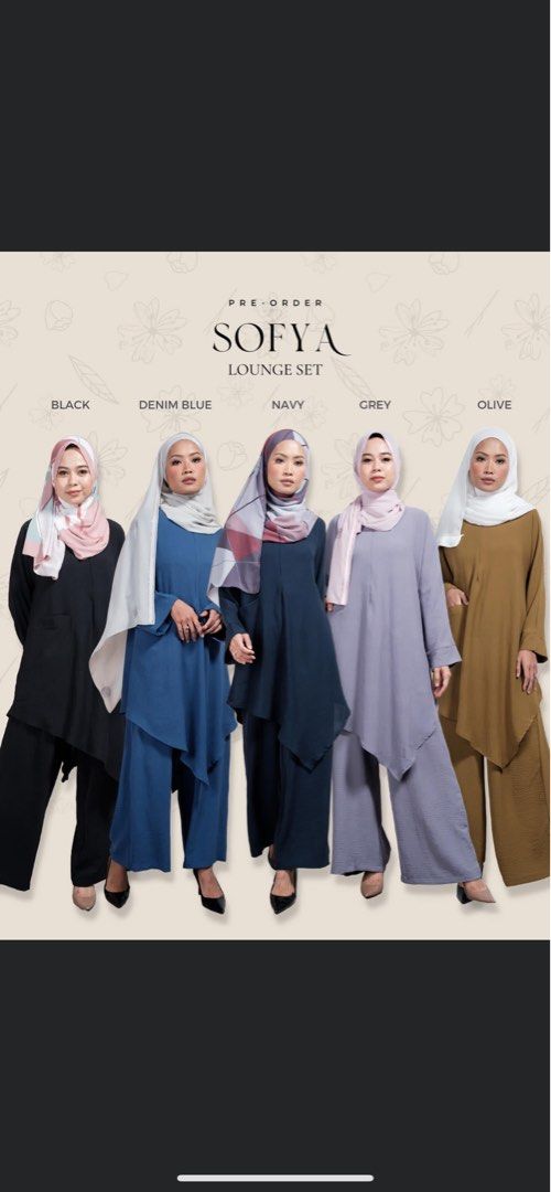 Sofya Lounge Set By Marlena, Women's Fashion, Muslimah Fashion, Baju Kurung & sets on Carousell