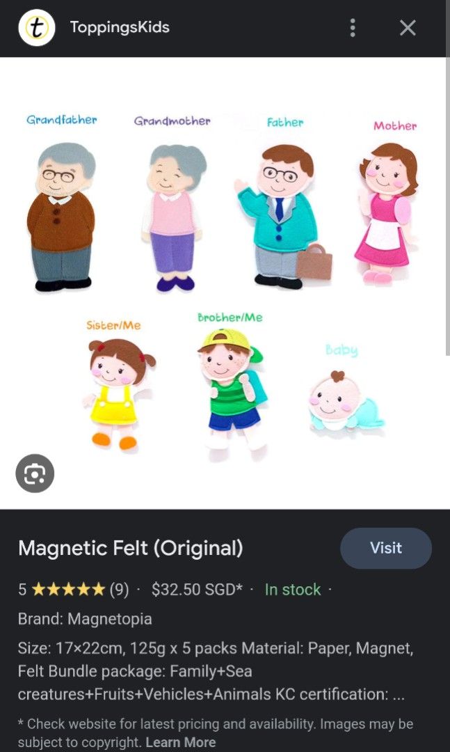 Topping Kids Felt Magnets ( Family), Babies & Kids, Infant Playtime on ...