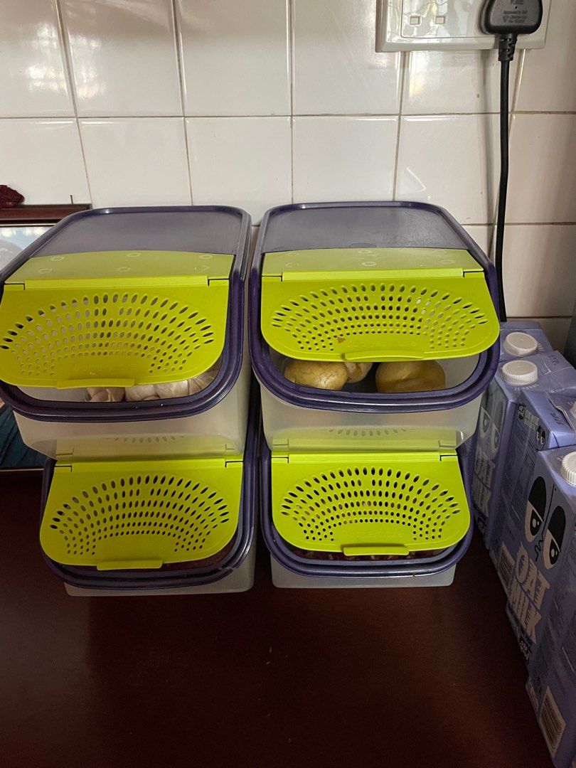 Tupperware storage containers for onion and garlic, Furniture & Home ...