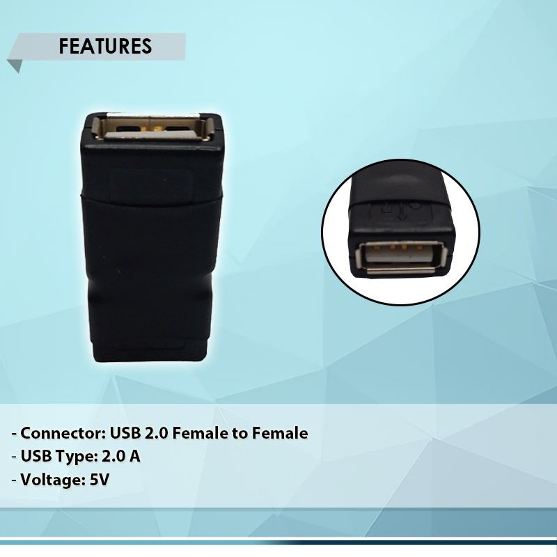 USB FEMALE to USB FEMALE TYPE A 2.0, ADAPTER COUPLER CONVERTER with ...