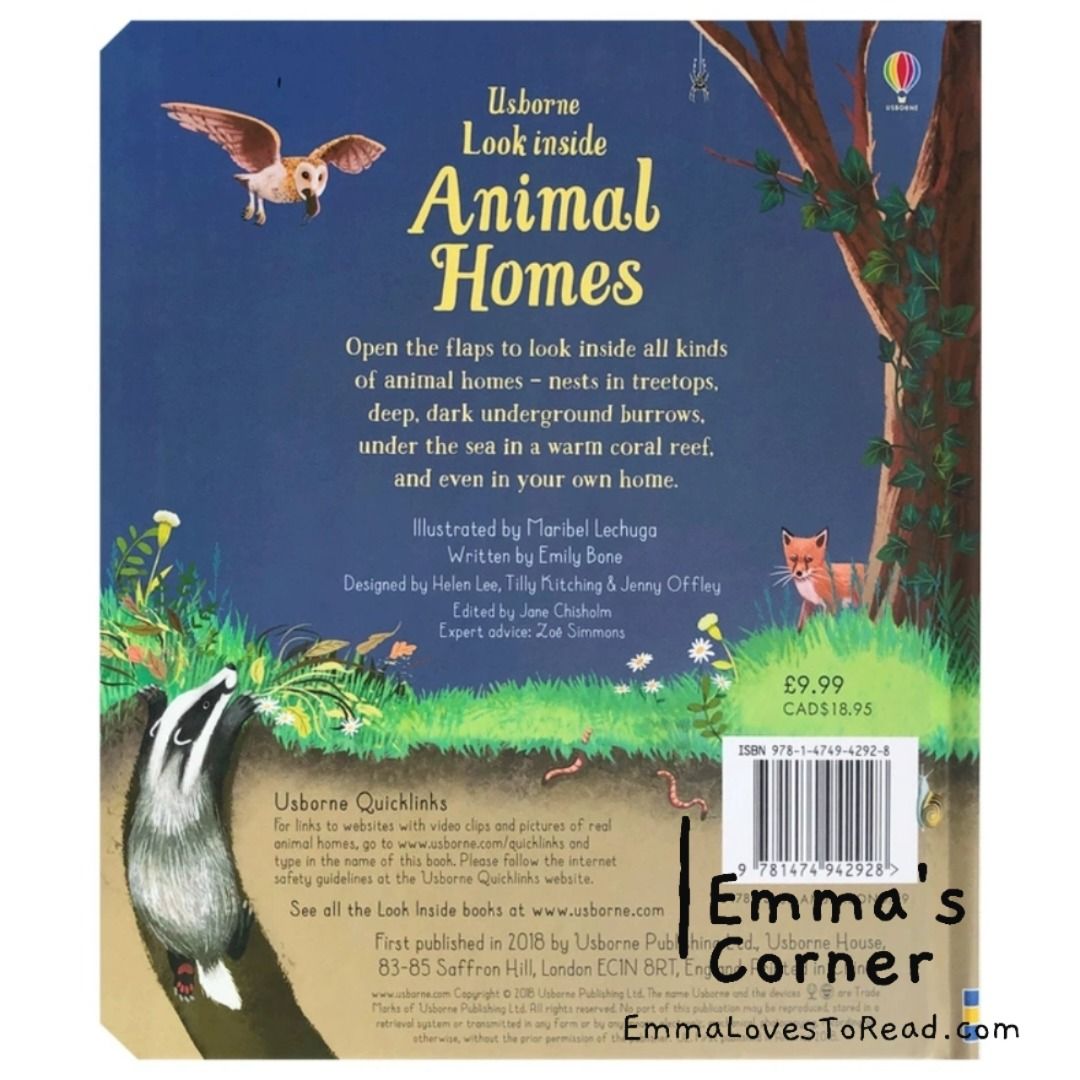 Usborne Look Inside Animal Homes Lift the Flap Children Board Book ...