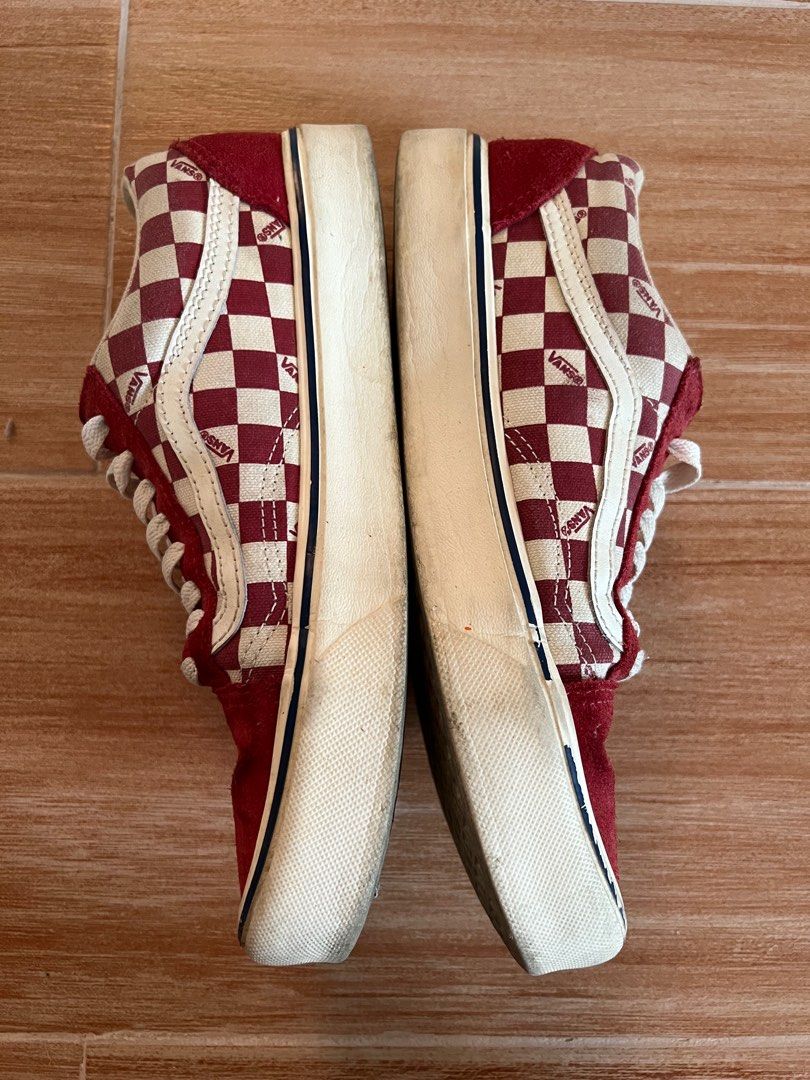Vans Sk8 Low Checkerboard - Red, Luxury, Sneakers & Footwear on Carousell
