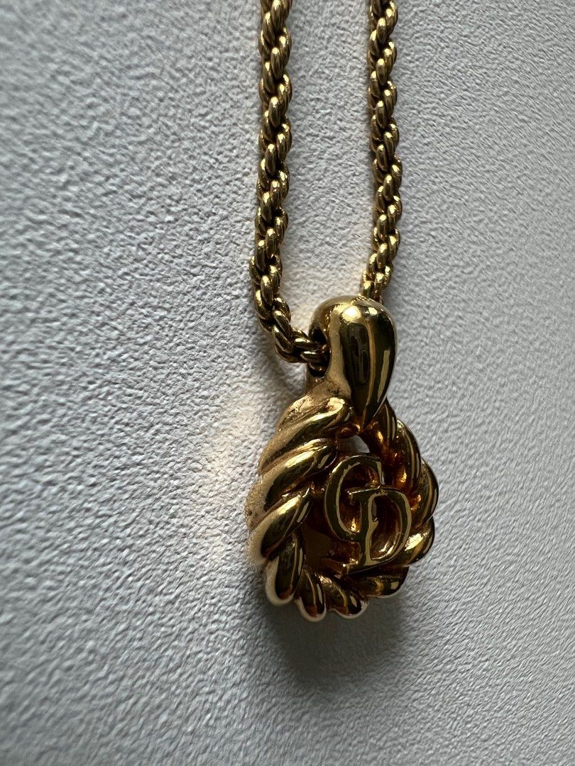 Vintage Christian Dior CD necklace gold, Luxury, Accessories on Carousell