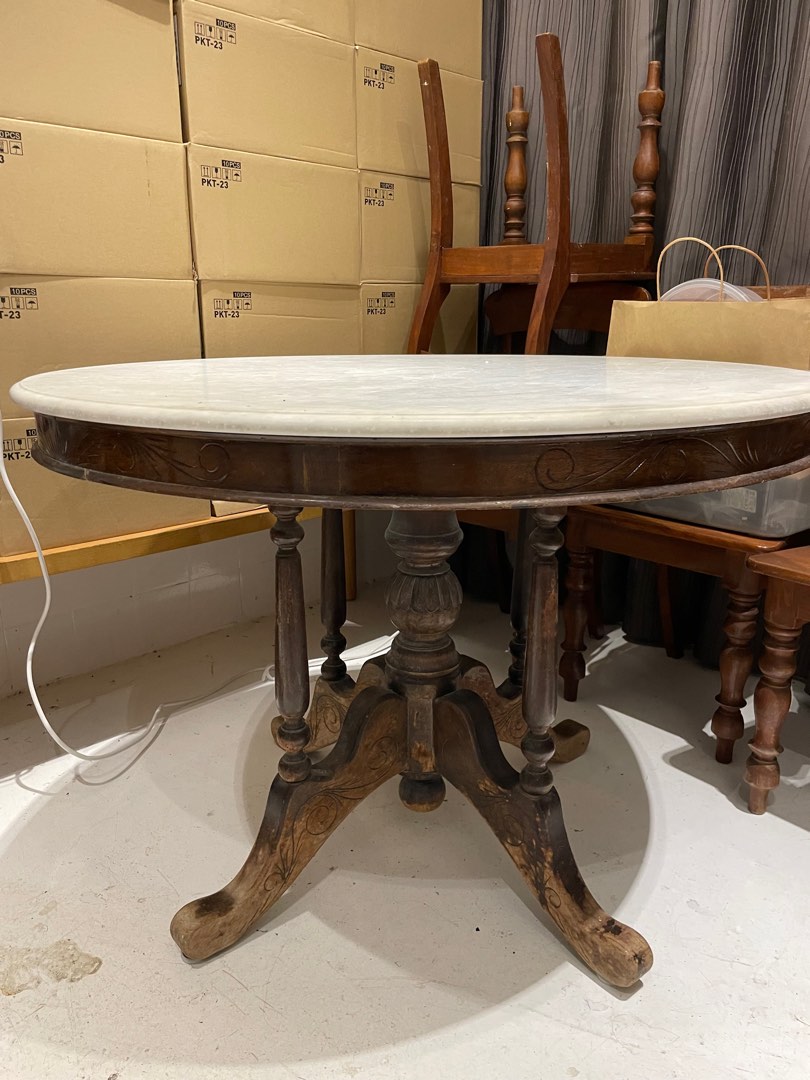 Vintage Kopi Tiam Table, Furniture & Home Living, Furniture, Tables ...