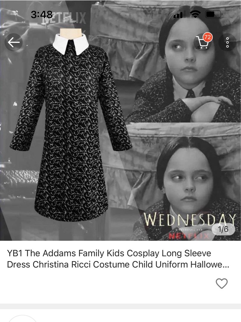 Wednesday Costume (Addams Family), Babies & Kids, Babies & Kids Fashion ...