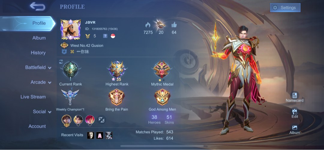 Wtt for JJK gojo xavier skin mobile legend account, Video Gaming ...