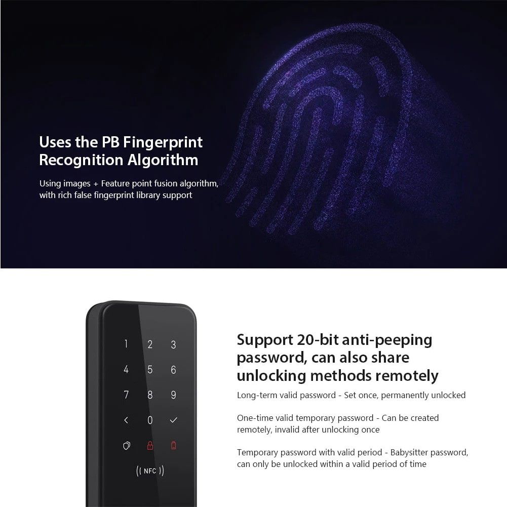 Xiaomi Mjia Mi Smart Lock 3D Fingerprint Bluetooth MJZNMS03LM ...