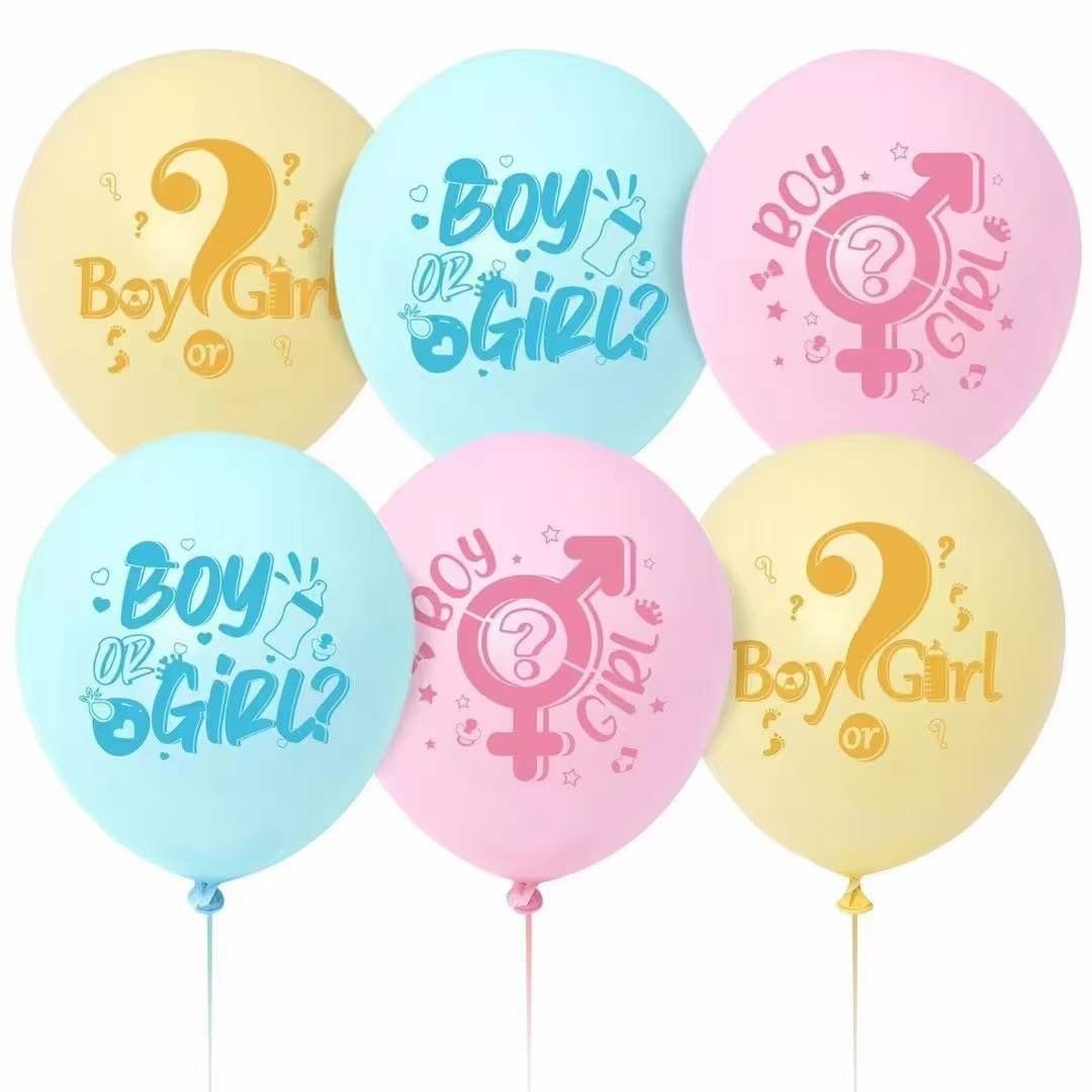 12" BOY/GIRL GENDER REVEAL Printed Design Round Balloon MIX COLOR ...