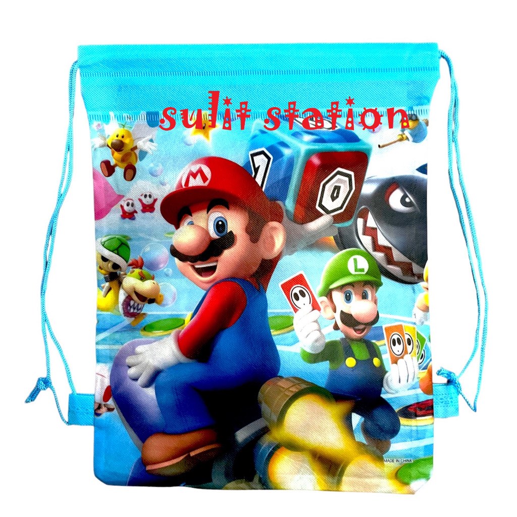 12pcs SUPER MARIO LUIGI THEMED PARTY GIFT DRAWSTRING ECO LOOT POUCH BAG ...