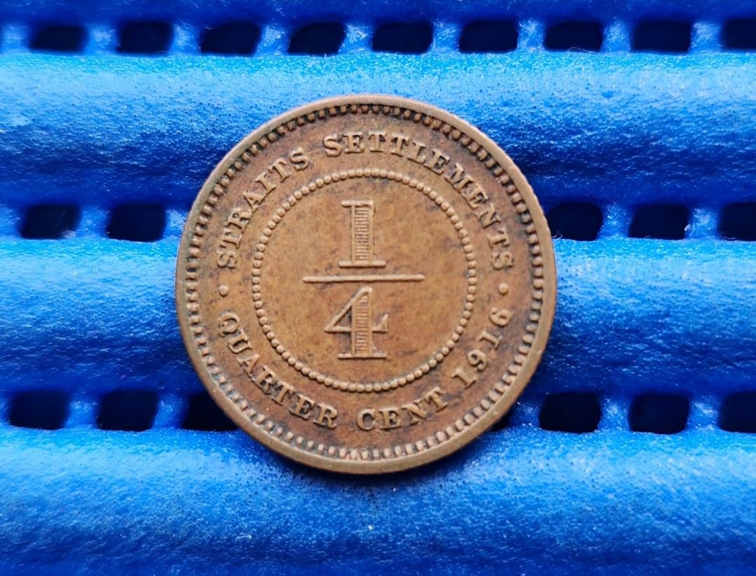 1916 Straits Settlements King George V 1/4 Cent Coin, Hobbies & Toys ...
