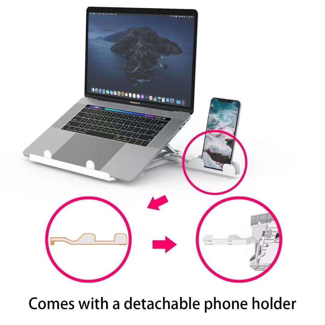 ABS Plastic Laptop Stand Slim and Lightweight with Phone Holder, Mobile ...