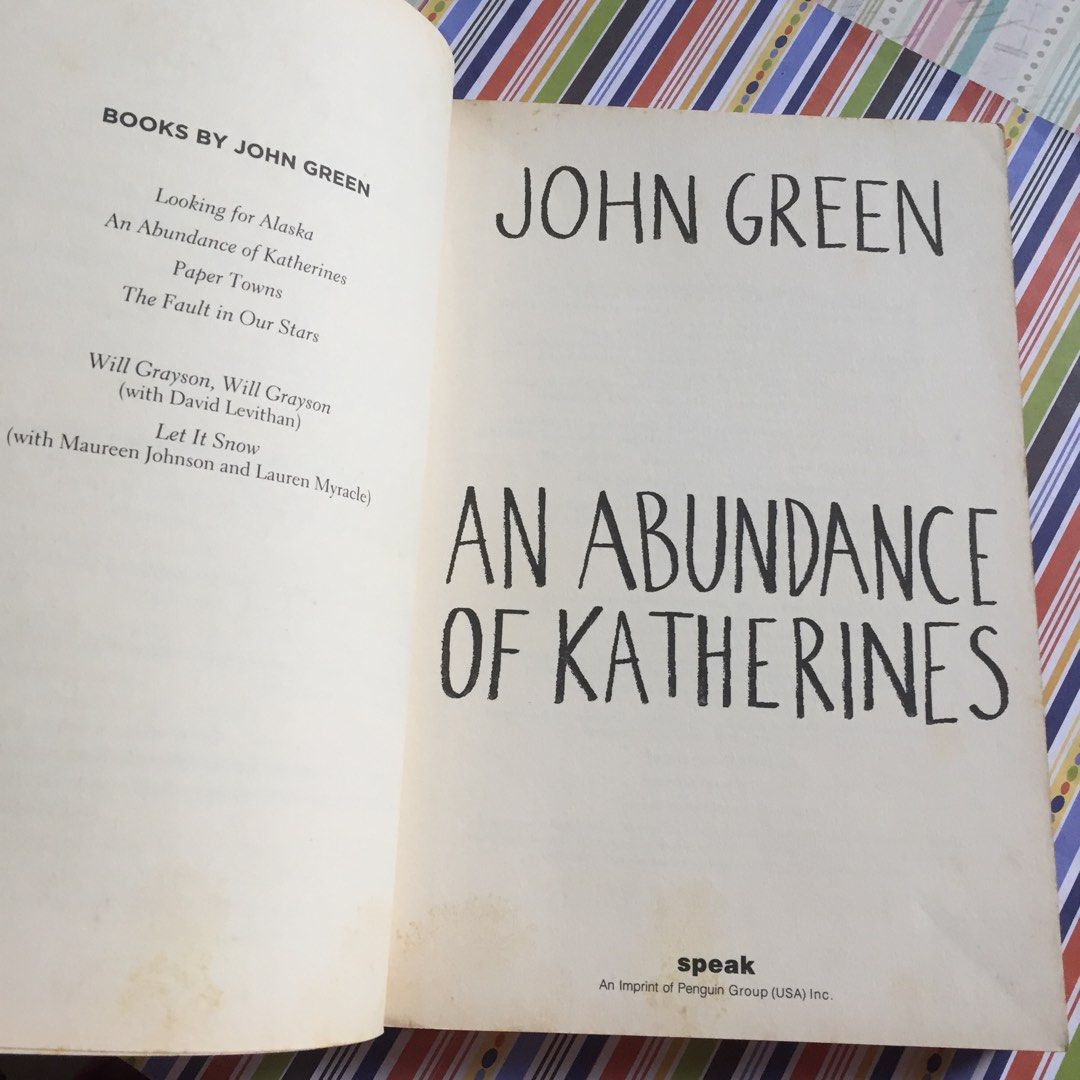 An Abundance of Katherines by John Green, Hobbies & Toys, Books ...
