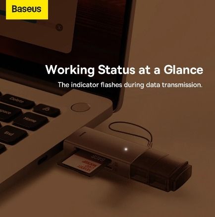 Baseus Card Reader USB 2-in-1 Multi 104MB/s USB 3.0 & Type C to SD ...