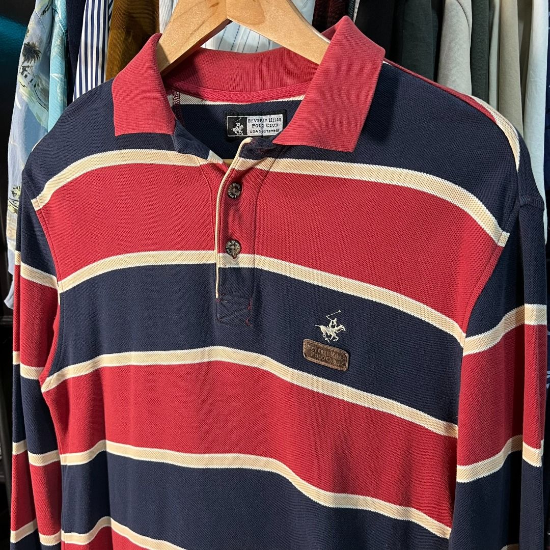 Beverly Hills Polo Club Long Sleeve Polo Shirt, Men's Fashion, Tops ...