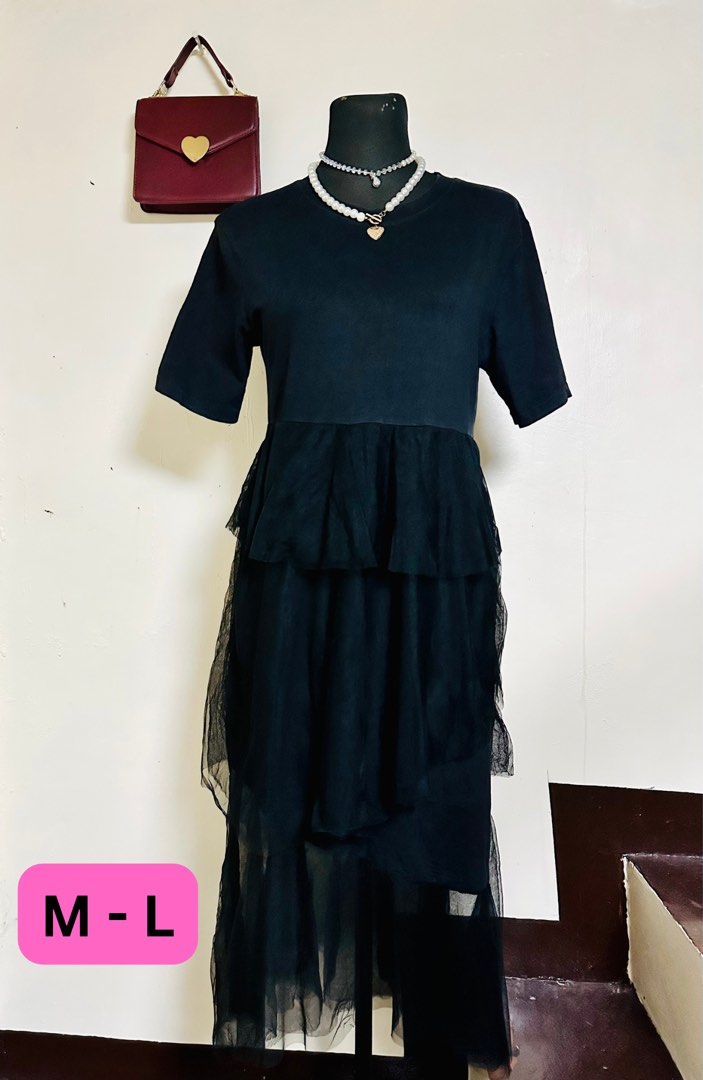 Black Mesh Korean Dress, Women's Fashion, Dresses & Sets, Dresses on Carousell