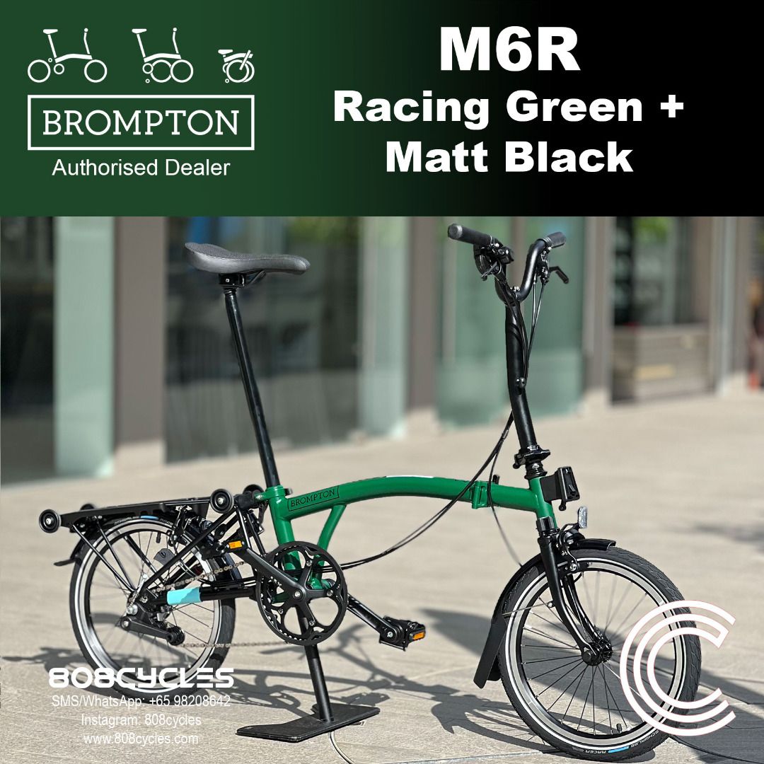 Brompton C Line Explore Racing Green + Matt Black (mid-handlebar with ...
