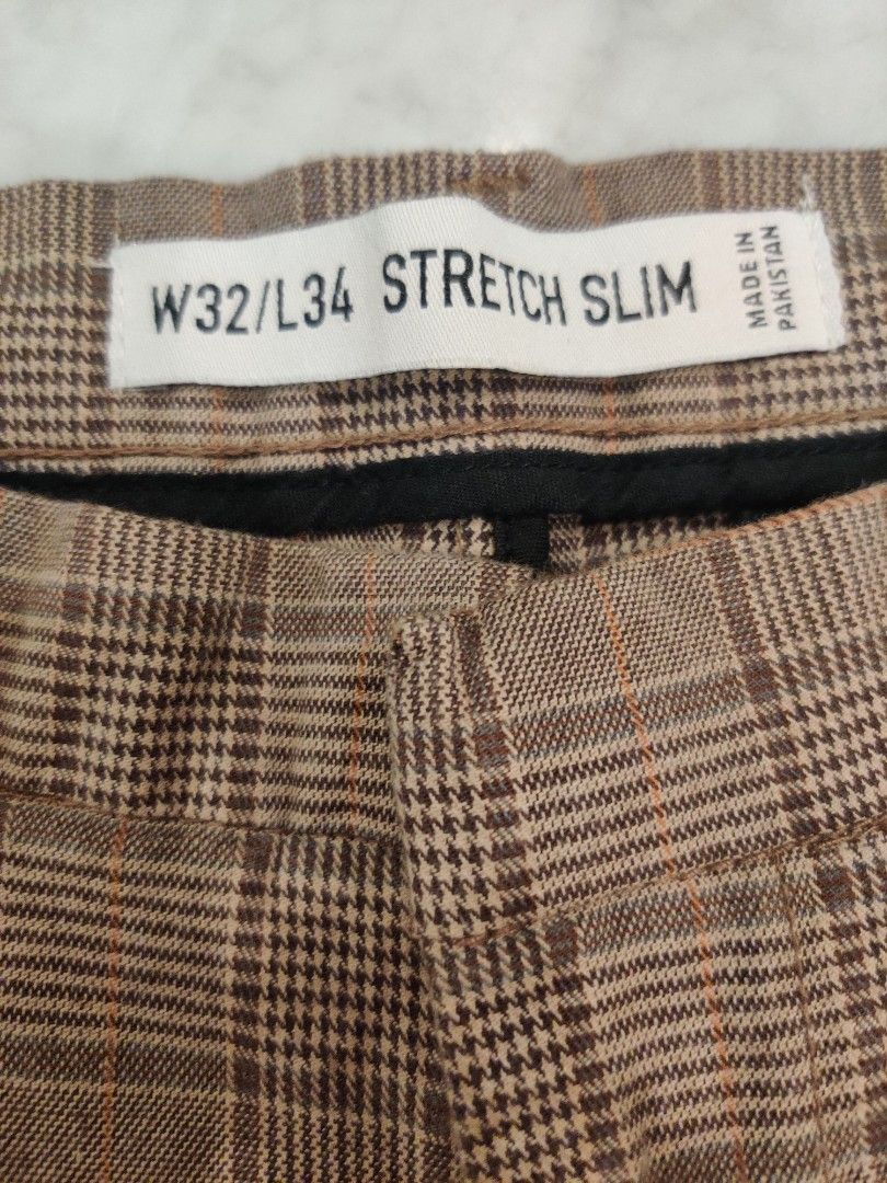Primark - Brown Tartan Pattern Trousers (slim fit), Men's Fashion ...