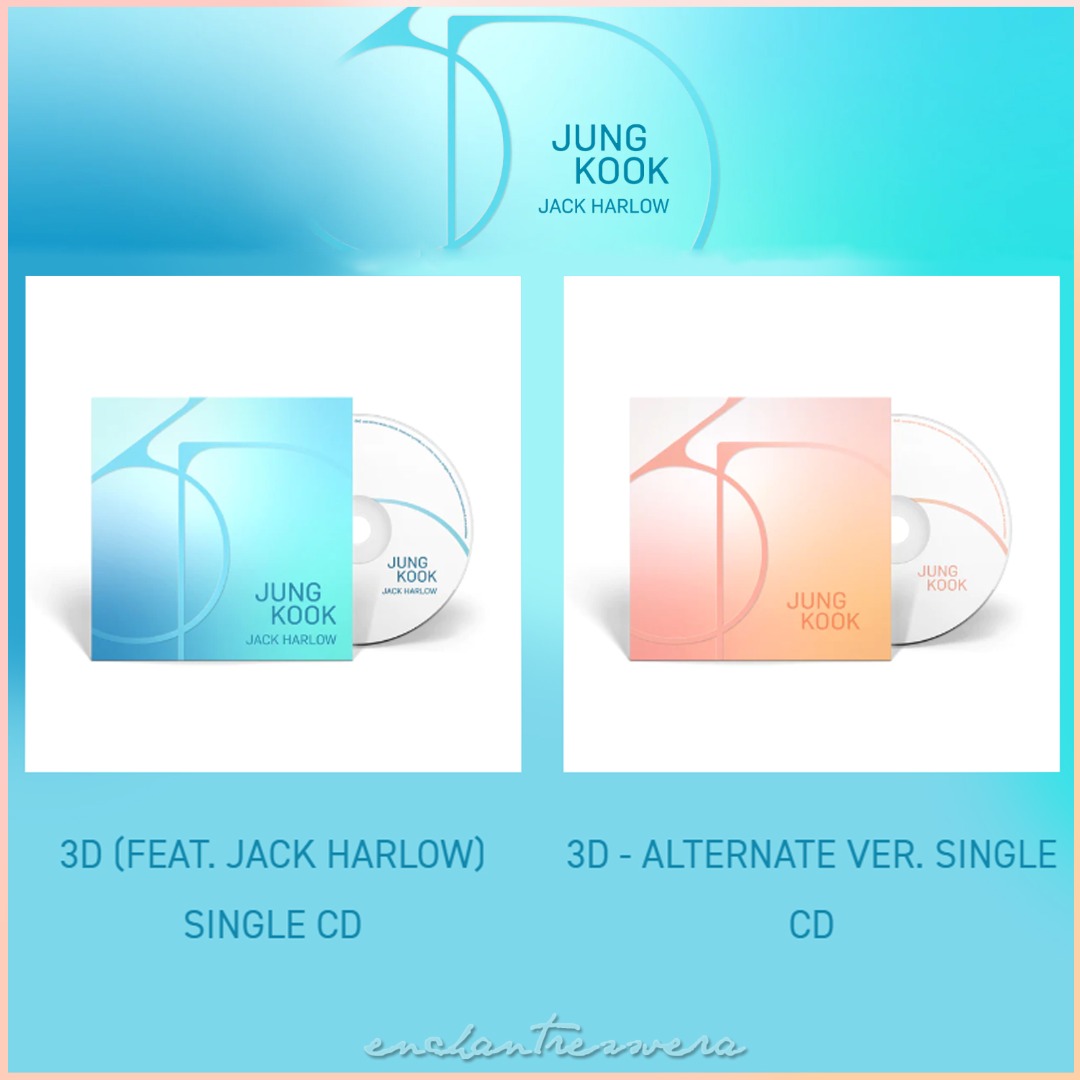 BTS Jung Kook '3D (feat. Jack Harlow)' Single CD / Alternate Version, Hobbies & Toys ...