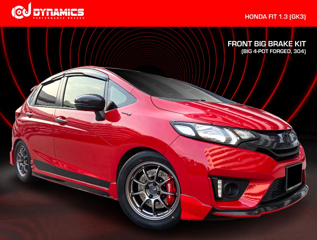 CJ DYNAMICS FRONT BIG BRAKE KIT (BIG 4-POT FORGED, 304) ON HONDA FIT 1. ...
