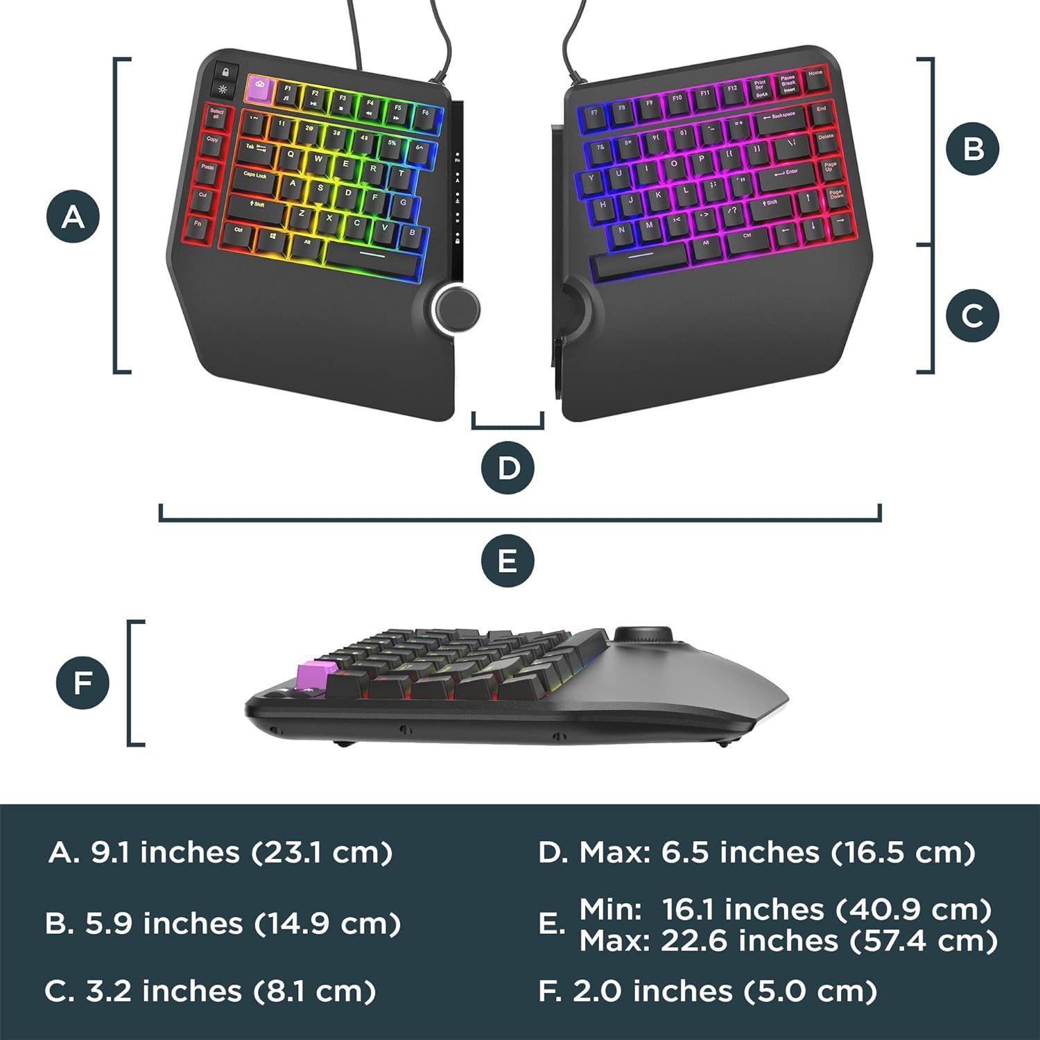 Cloud Nine ErgoTKL Ergonomic Tenkeyless Mechanical Keyboard for PC ...