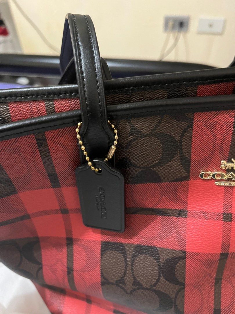 Coach Tote Bag (checkered), Luxury, Bags & Wallets on Carousell