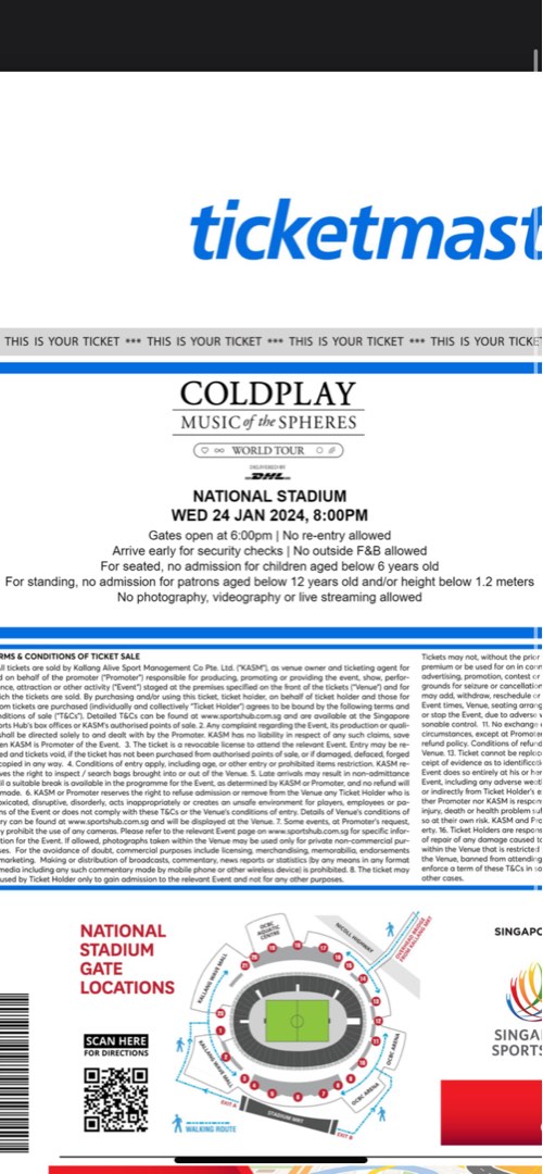 2 Coldplay General Standing Tickets 24 Jan, Tickets & Vouchers, Event ...