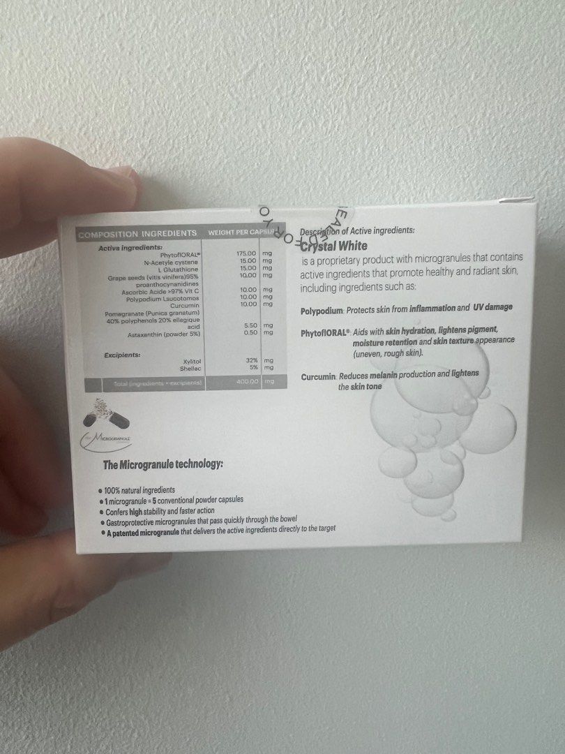 Crystal White Natural Ingredients / Skin Whitening Suplement capsules ...