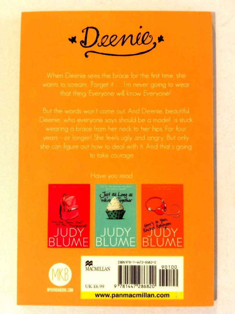 Deenie I wish everything could stay just the way it was Book By Judy ...