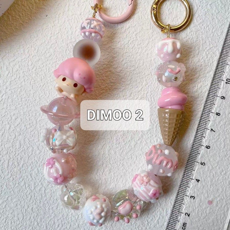 DIMOO PopMart PopBean Customised Characters Figurines Phone/ Bag Straps ...