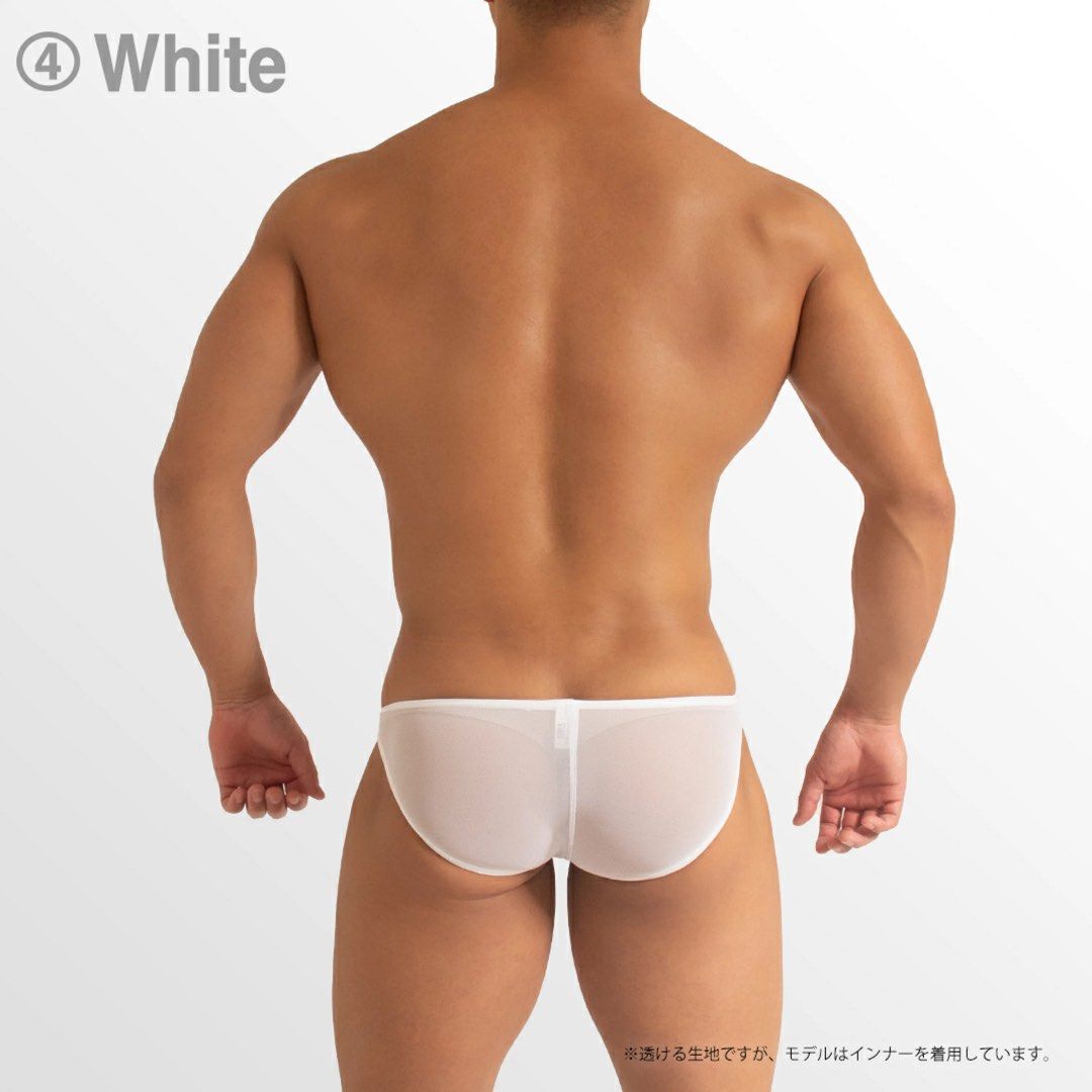 EGDE vertical mesh super low rise bikini, white, Men's Fashion, Bottoms, New Underwear on Carousell