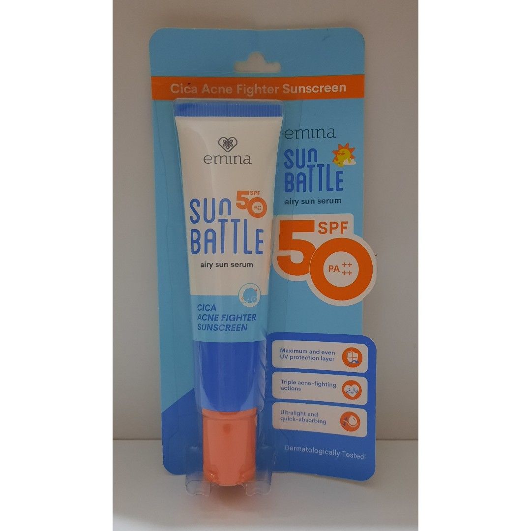 Emina Sun Battle SPF 50 (Cica Acne Fighter Sunscreen) 30 ml, Kesehatan ...