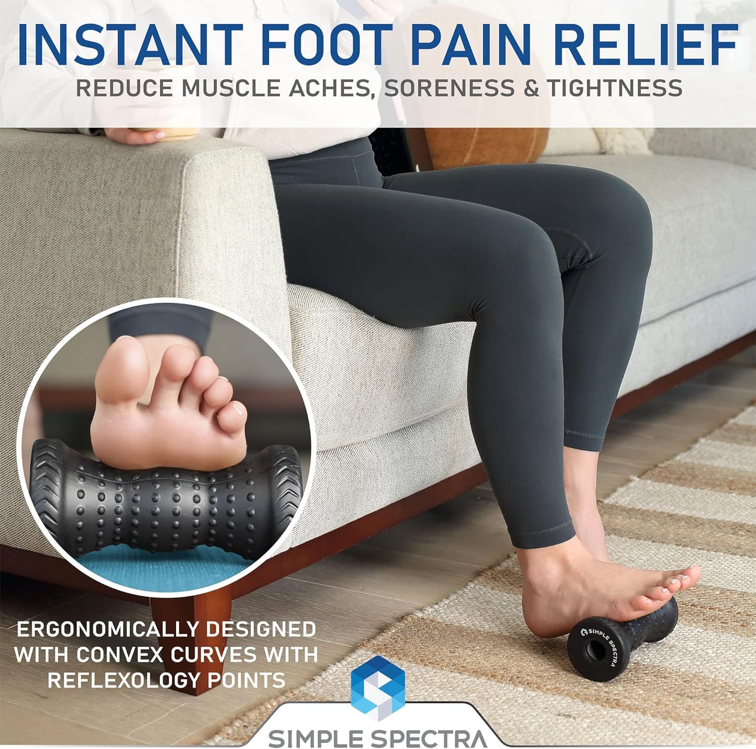 Foot Massager Roller & Spiky Ball Therapy Set - Massage Tool for Muscle ...