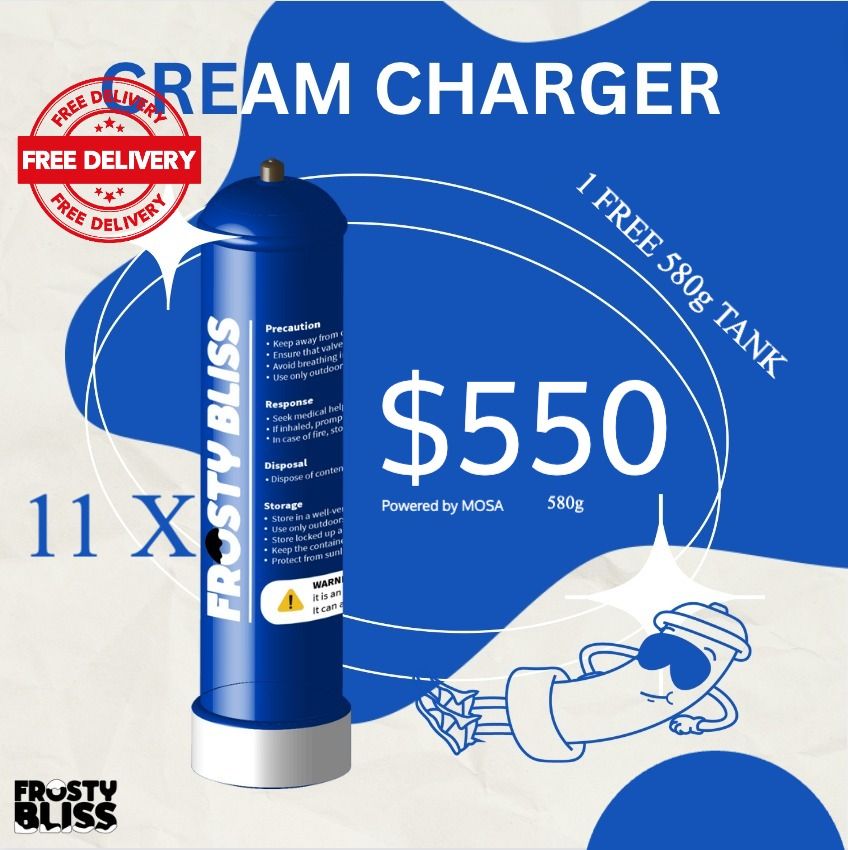 [FREE 1 TANK] 11+1 580g Nitrous Oxide Whipped Cream Charger [Powered By MOSA], Food & Drinks ...