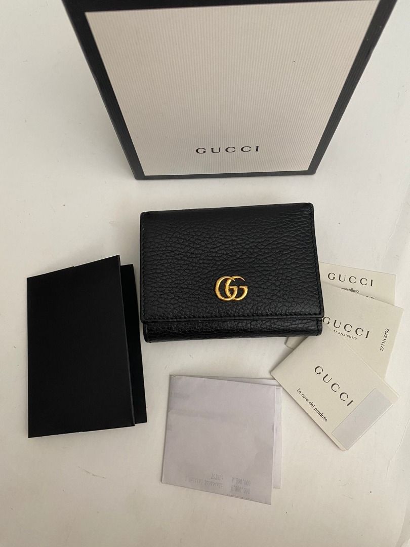 Gucci Trifold wallet black GHW 2020 with box, booklet, receipt vg ...