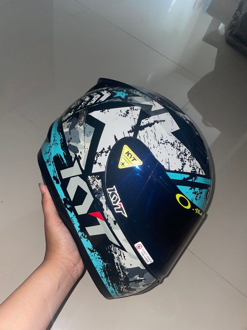 HELM KYT R10/ HELM FULL FACE/ BIRU/ AQUA BLUE, Motor di Carousell