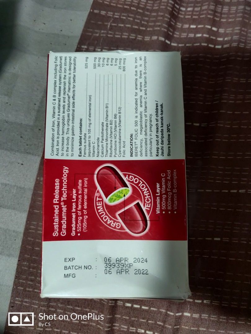 Ibret folic 500 tablet, Health & Nutrition, Health Supplements ...