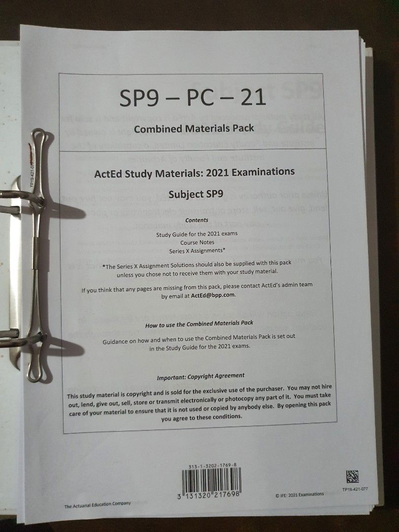 ActEd IFoA SP9 Enterprise Risk Management Combined Materials Pack 2021 ...