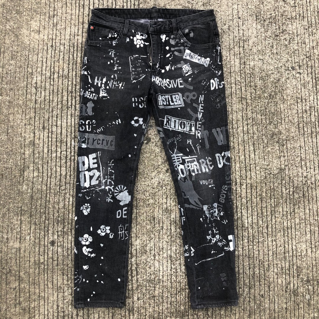 JAPANESE PUNK GEAR AOP, Men's Fashion, Bottoms, Jeans on Carousell