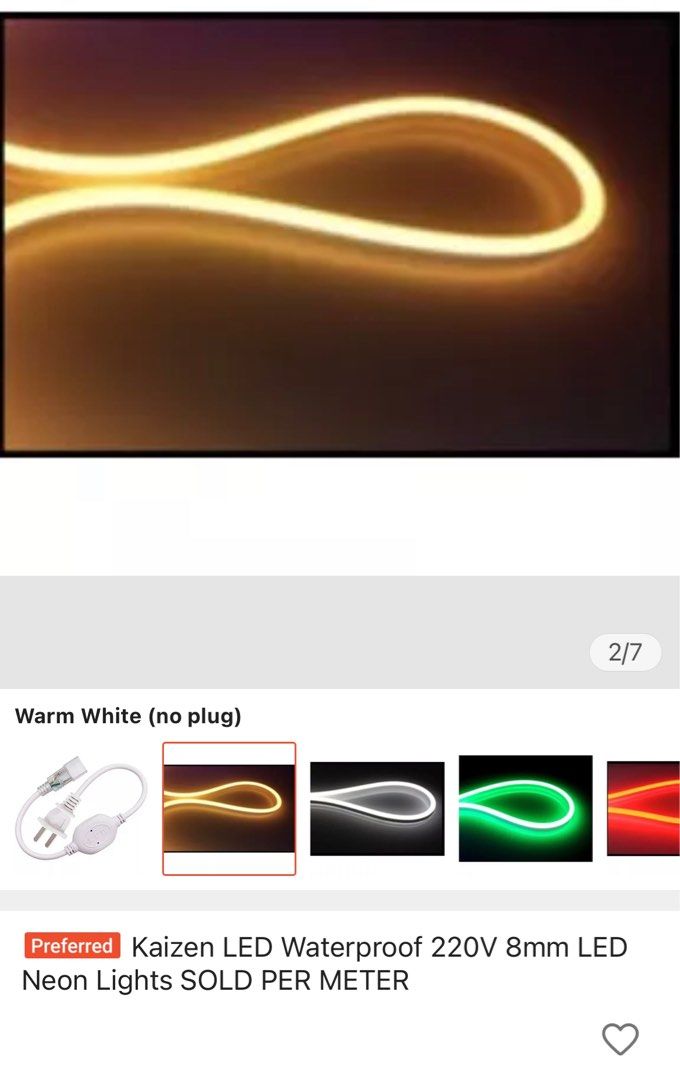 Kaizen LED Waterproof Neon Light in Warm White, Furniture & Home Living ...