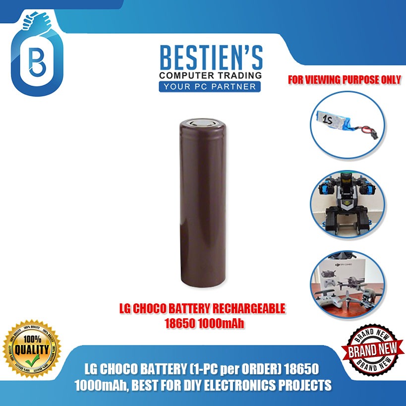 LG CHOCO BATTERY (1-PC per ORDER) 18650 1000mAh, BEST FOR DIY ...