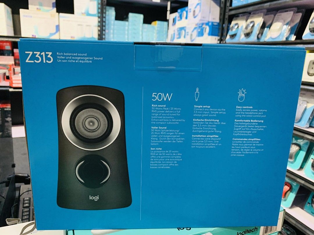 Logitech Z313 Speaker System With Subwoofer 3 5mm Input 50 Watts Peak 25 Watts Rms Power