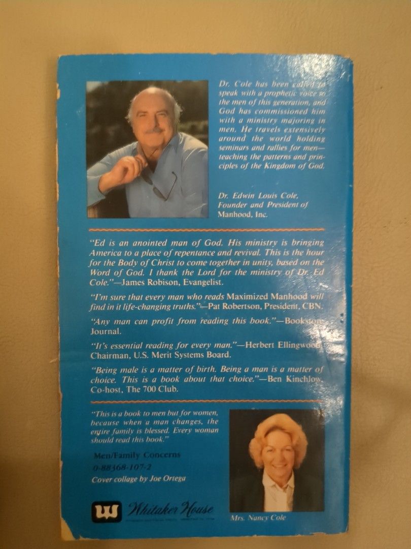 Maximizing Manhood A Guide to Family Survival by Edwin Louis Cole ...