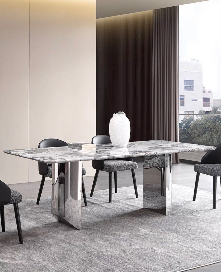 MCLAMB Modern Marble Dining Table, Furniture & Home Living, Furniture ...
