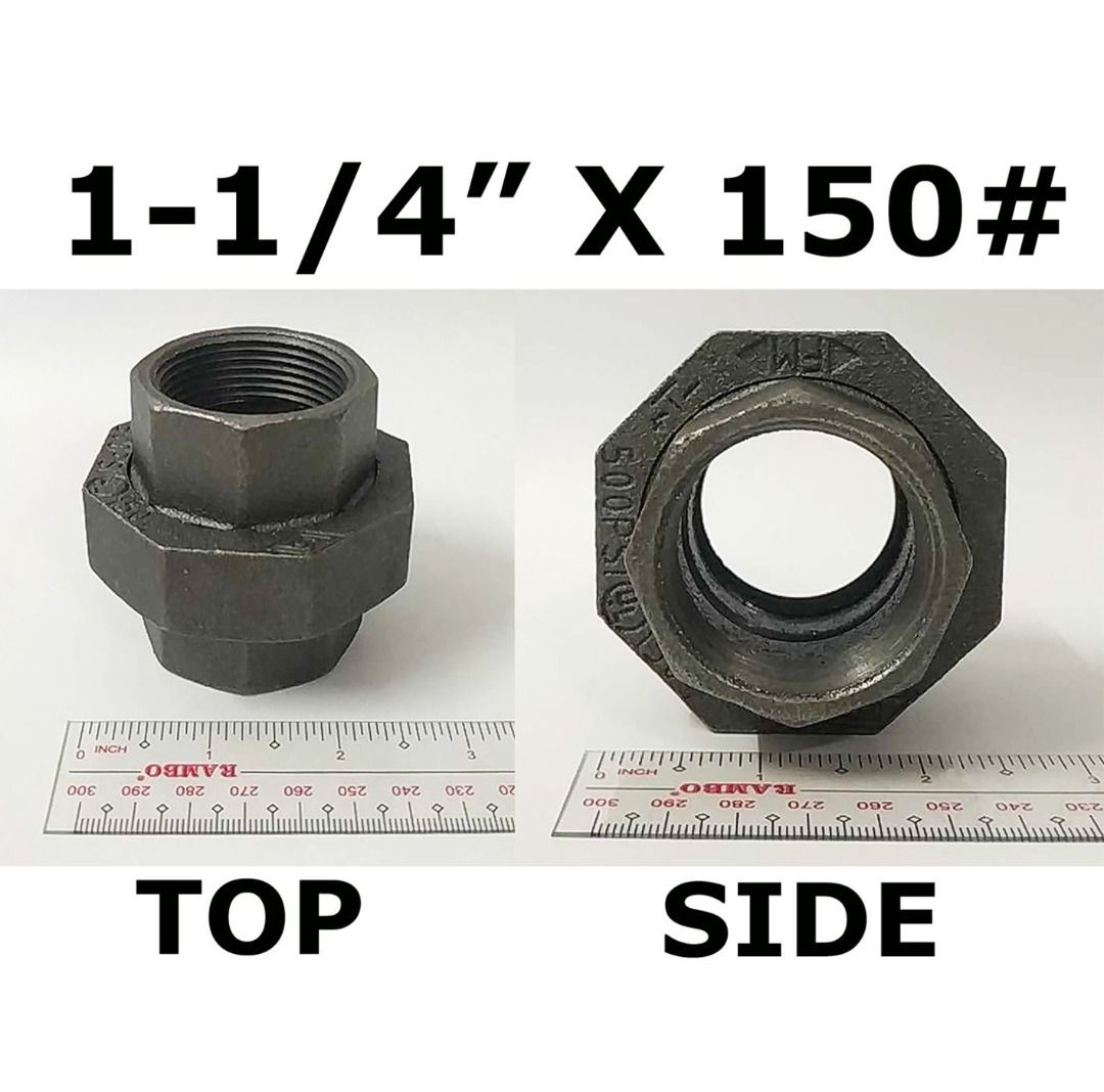 MECH BI UNION PATENTE 1-1/4" X 150# BLACK IRON SCH40 ASTM 150 ...