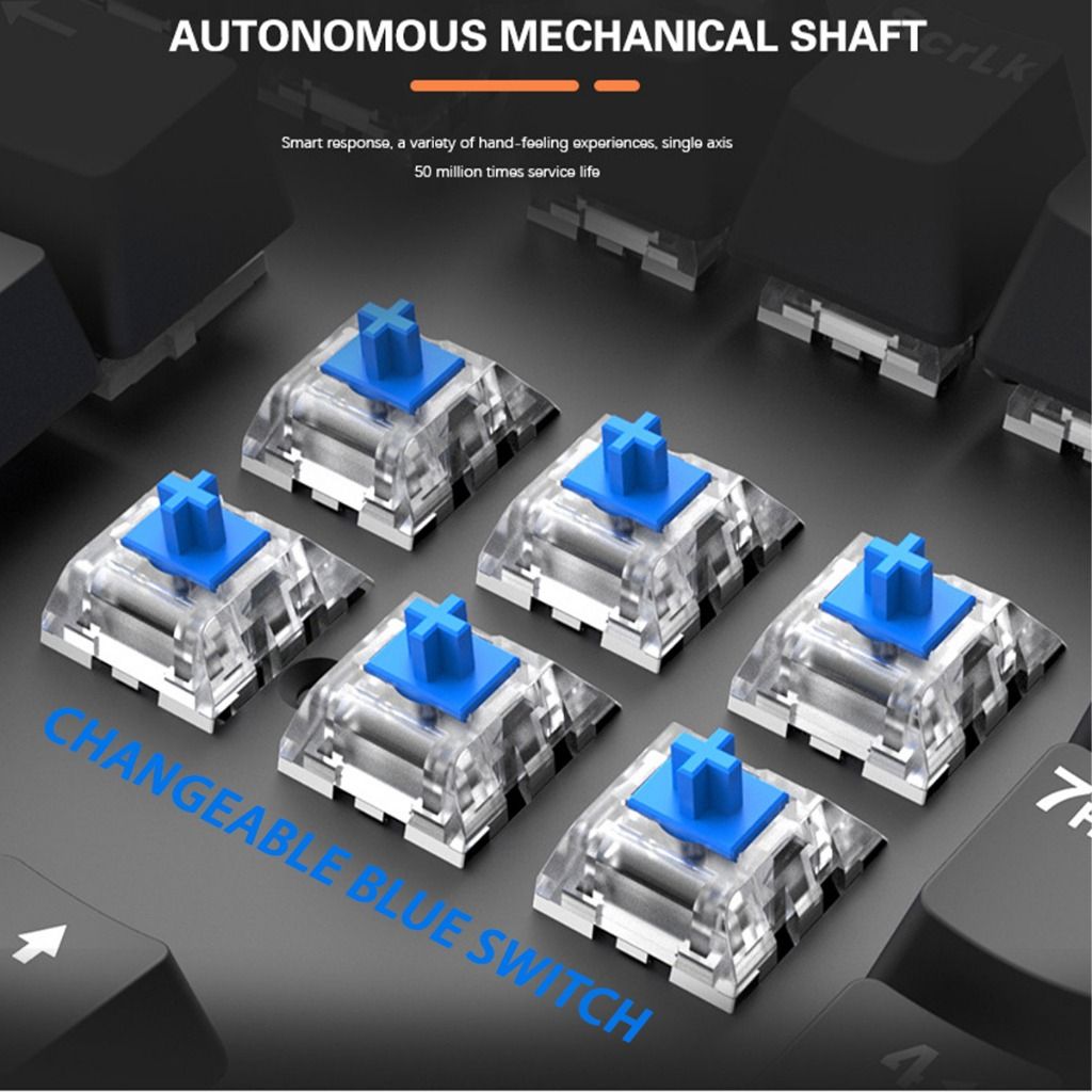 Mechanical Keyboard Blue Switch Gaming/ Swappable Keycap Switch ...