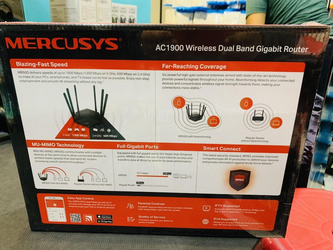 Mercusys MR50G AC1900 Wireless WiFi Dual Band Gigabit Router, Computers ...