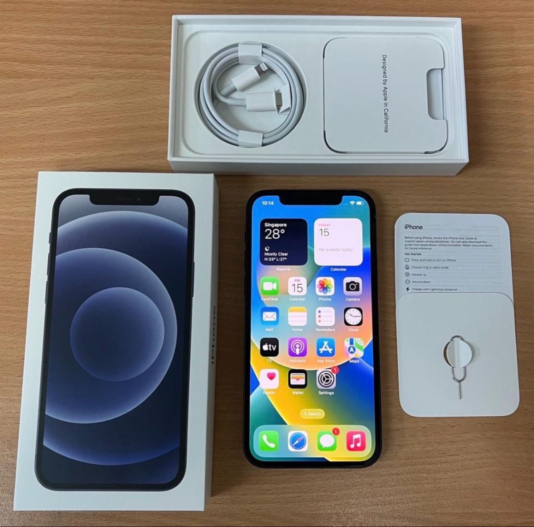 Black iPhone 12 64GB (Full Original Box and Cable), Mobile Phones ...