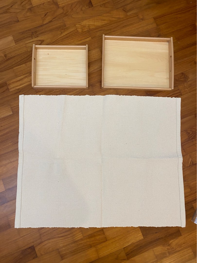 Montessori work mat and wooden trays, Babies & Kids, Infant Playtime on ...